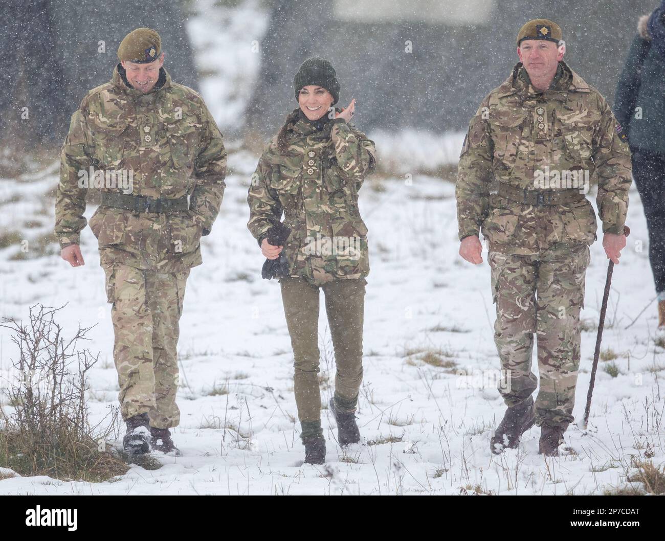 The Princess of Wales, Colonel of the Irish Guards, meet members of the ...