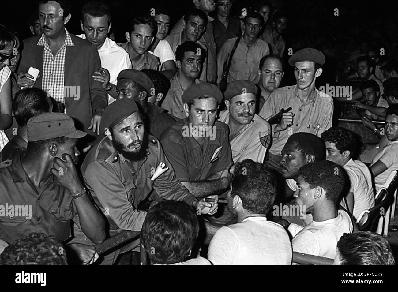 Cuba's leader Fidel Castro, second left, speaks during the trial of the ...
