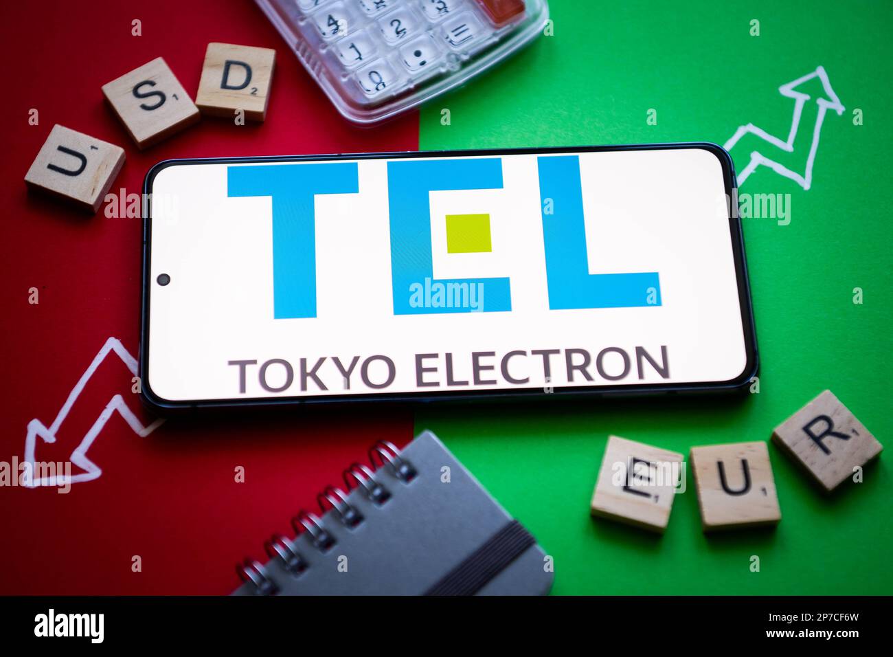 Nysa, Poland. 8th Mar, 2023. In this photo illustration a Tokyo Electron logo seen displayed on ...