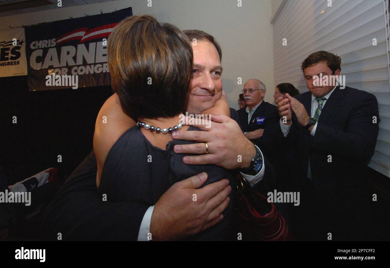 Democratic Congressman Chris Carney embraces his chief of staff April ...