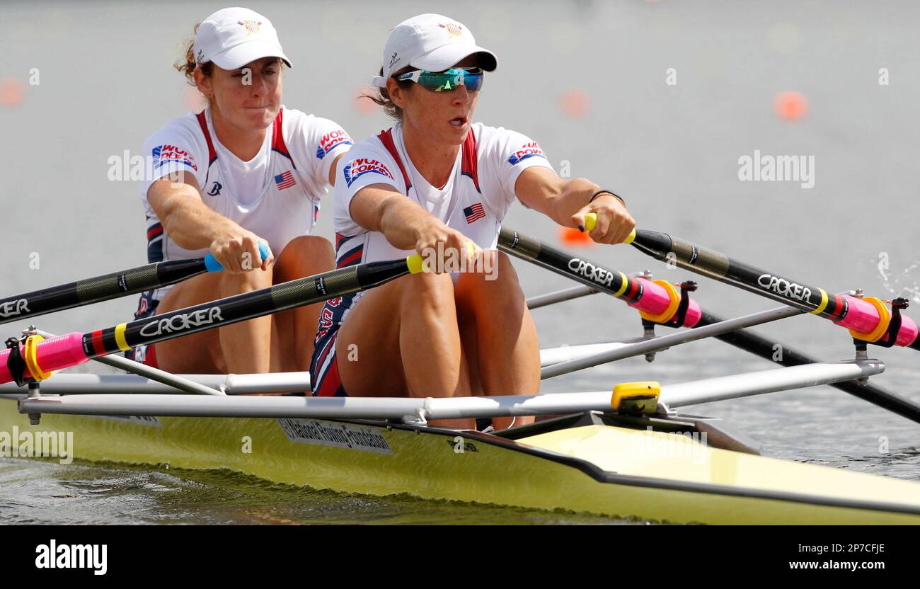 U.S.'s Kathleen Bertko, right, and Stesha Carle compete in the Women's ...