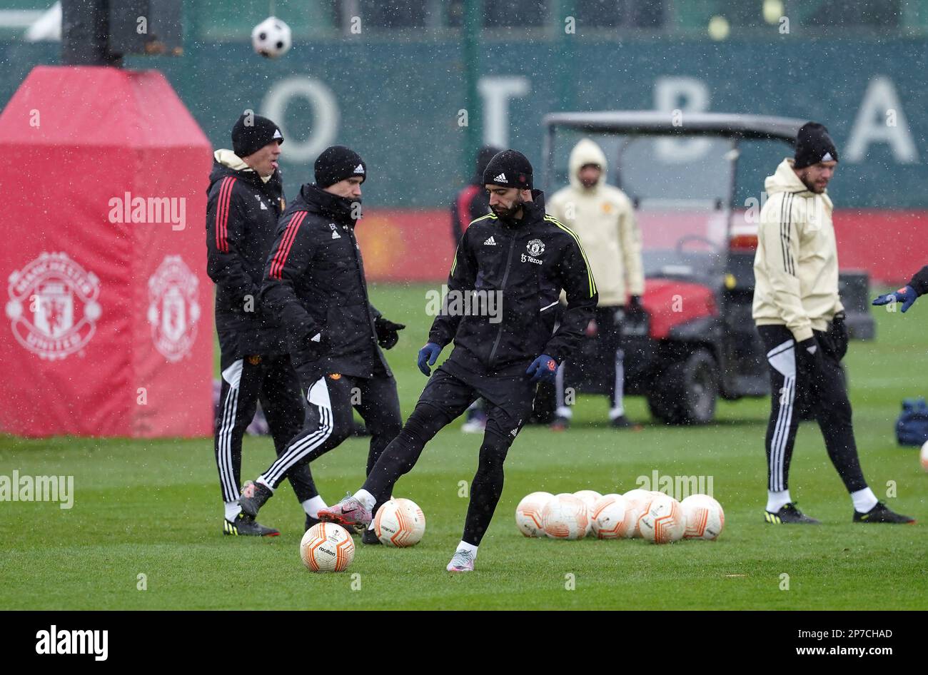 Manchester United's Bruno Fernandes during a training session at the ...