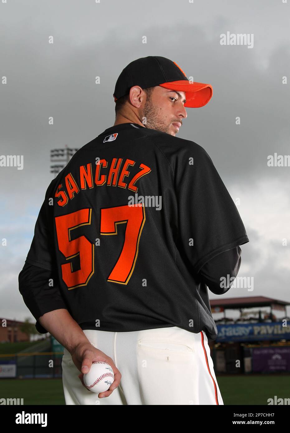 Pitcher Jonathan Sanchez of the San Francisco Giants poses for a ...