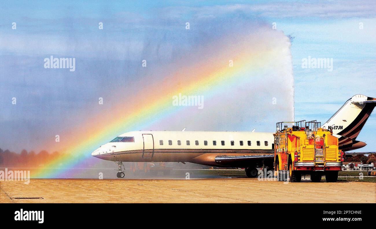 In this photo taken Monday, Nov. 1, 2010, a private jet carrying U.S ...