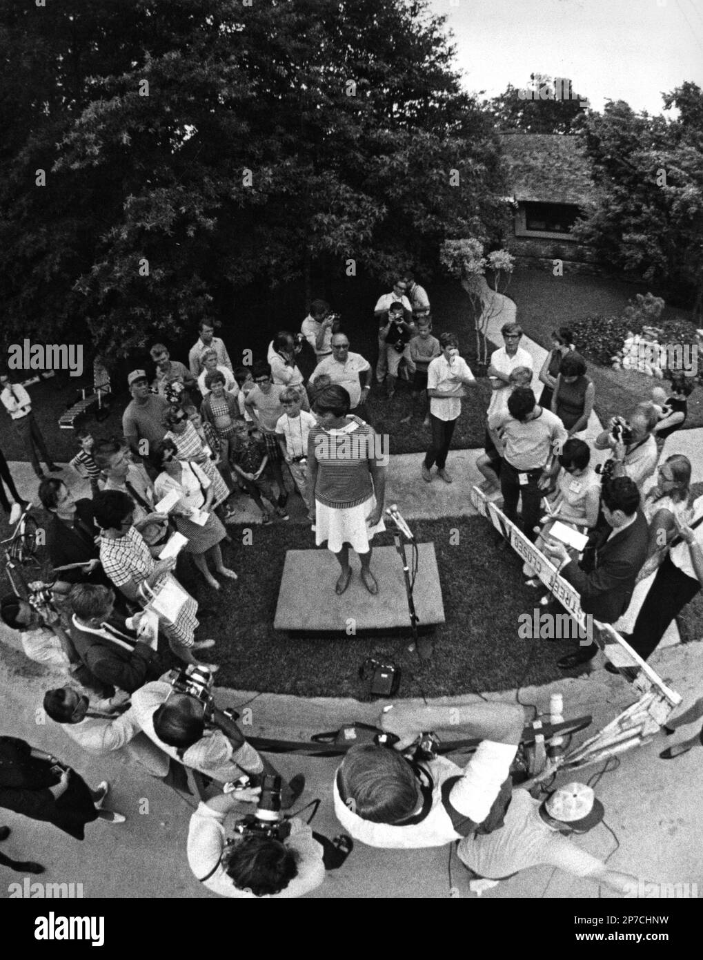 The media surrounds Janet Armstrong, wife of astronaut Neil Armstrong ...