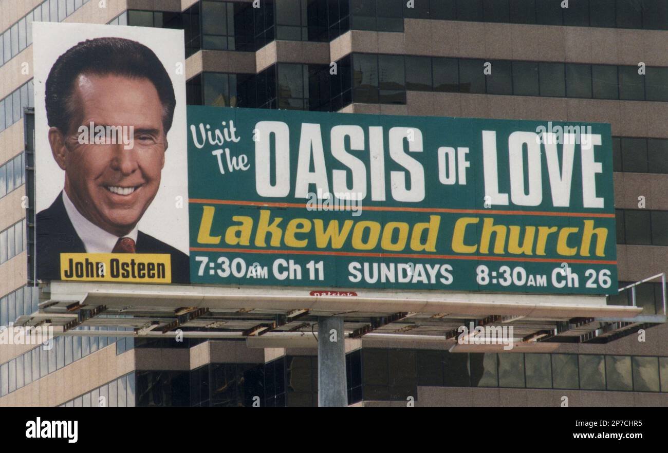 A billboard of Rev. John Osteen is seen in Houston, TX on August 22 ...