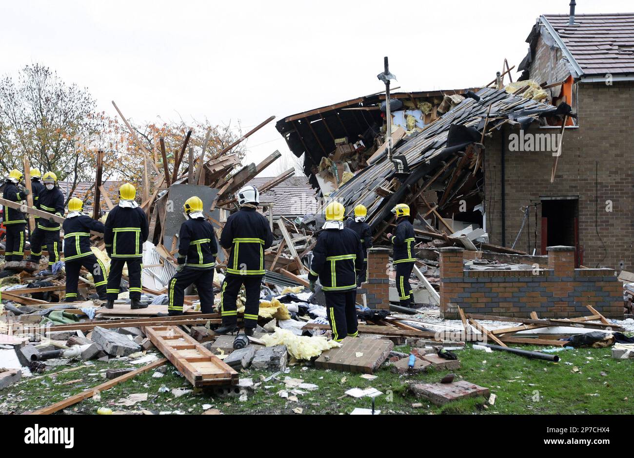 Emergency services attend the scene of a gas explosion that damaged a ...