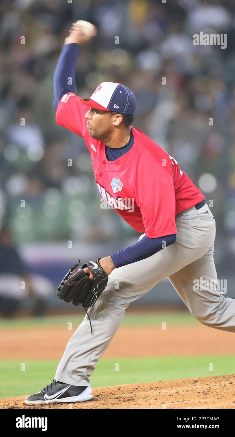 Panama's second pitcher Randall Delgado throws a ball in the 3rd inning of the World Classic ...