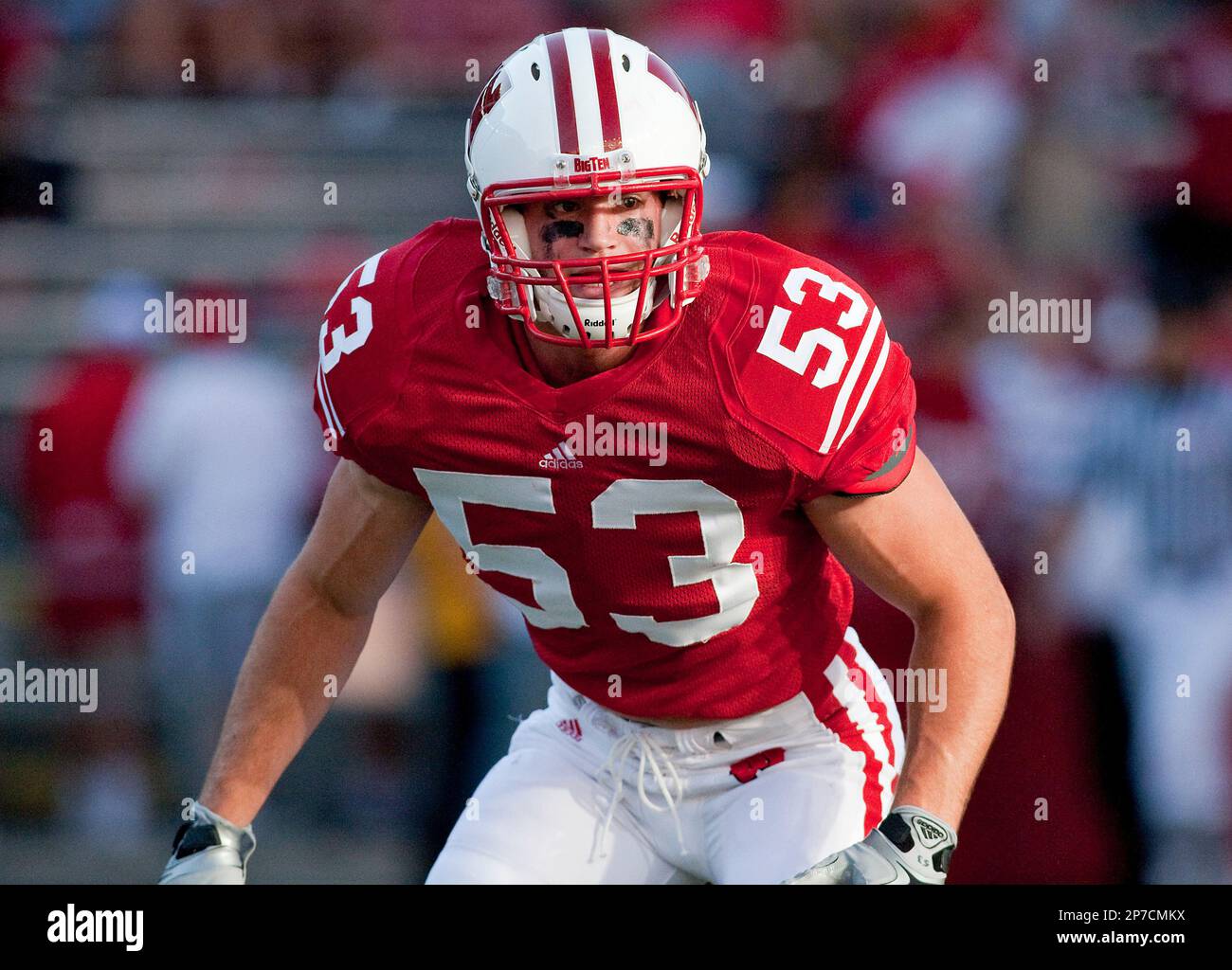 Wisconsin Badgers linebacker Mike Taylor (53) during warmups prior an ...