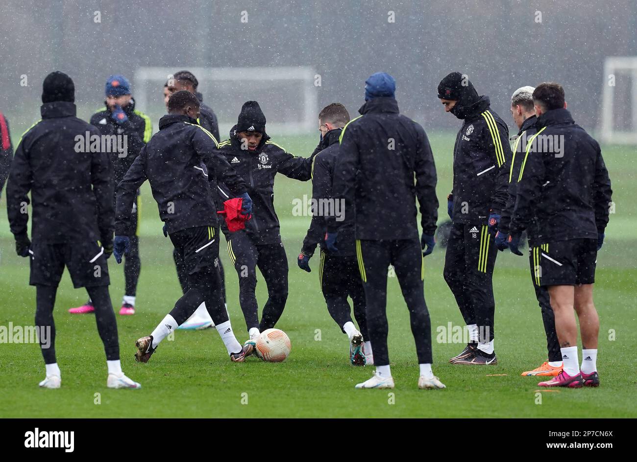 Manchester United's Fred (centre) and team-mates during a training ...