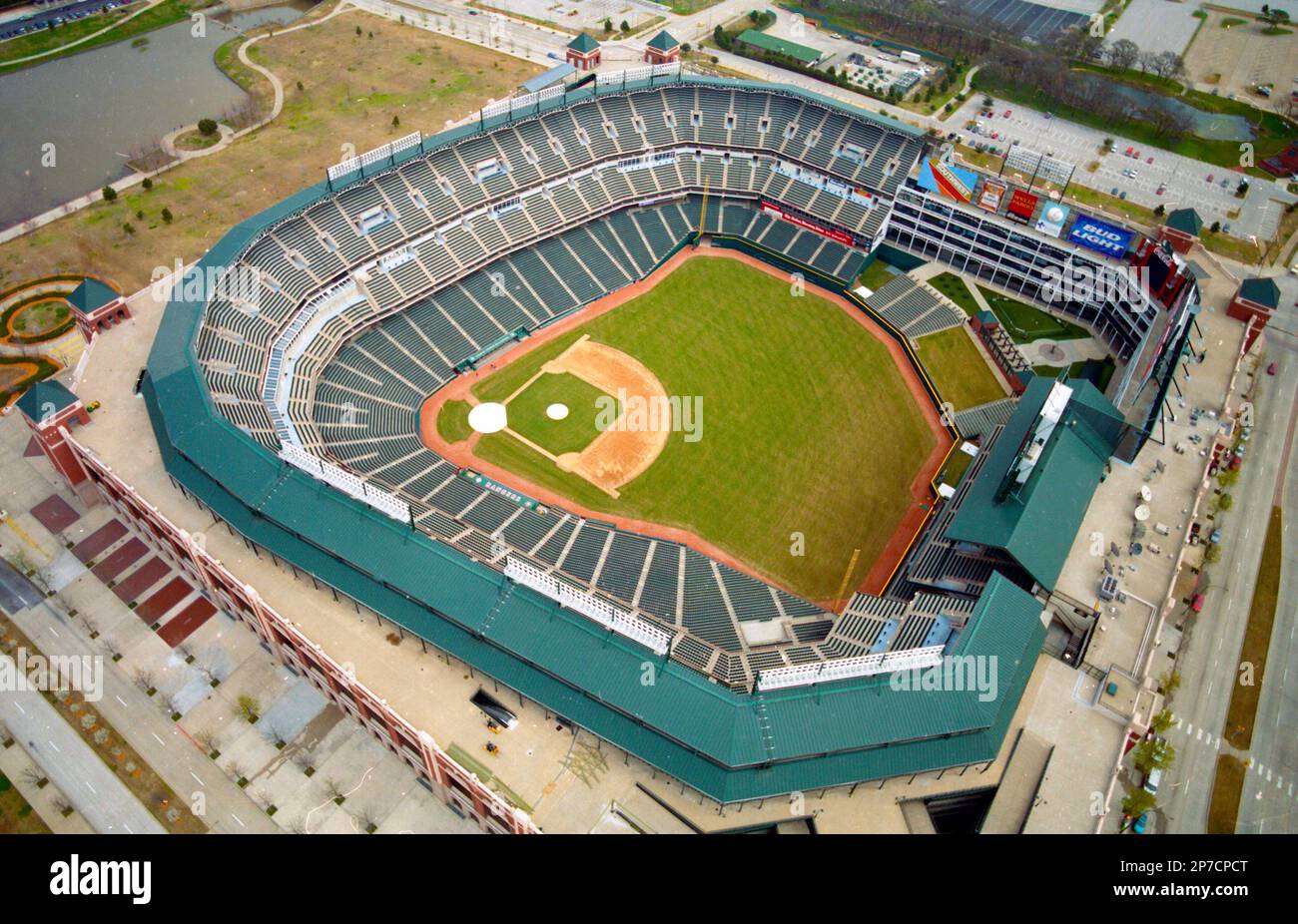 Aerial view of the Texas Rangers Ballpark in Arlington, Texas, 2010 ...