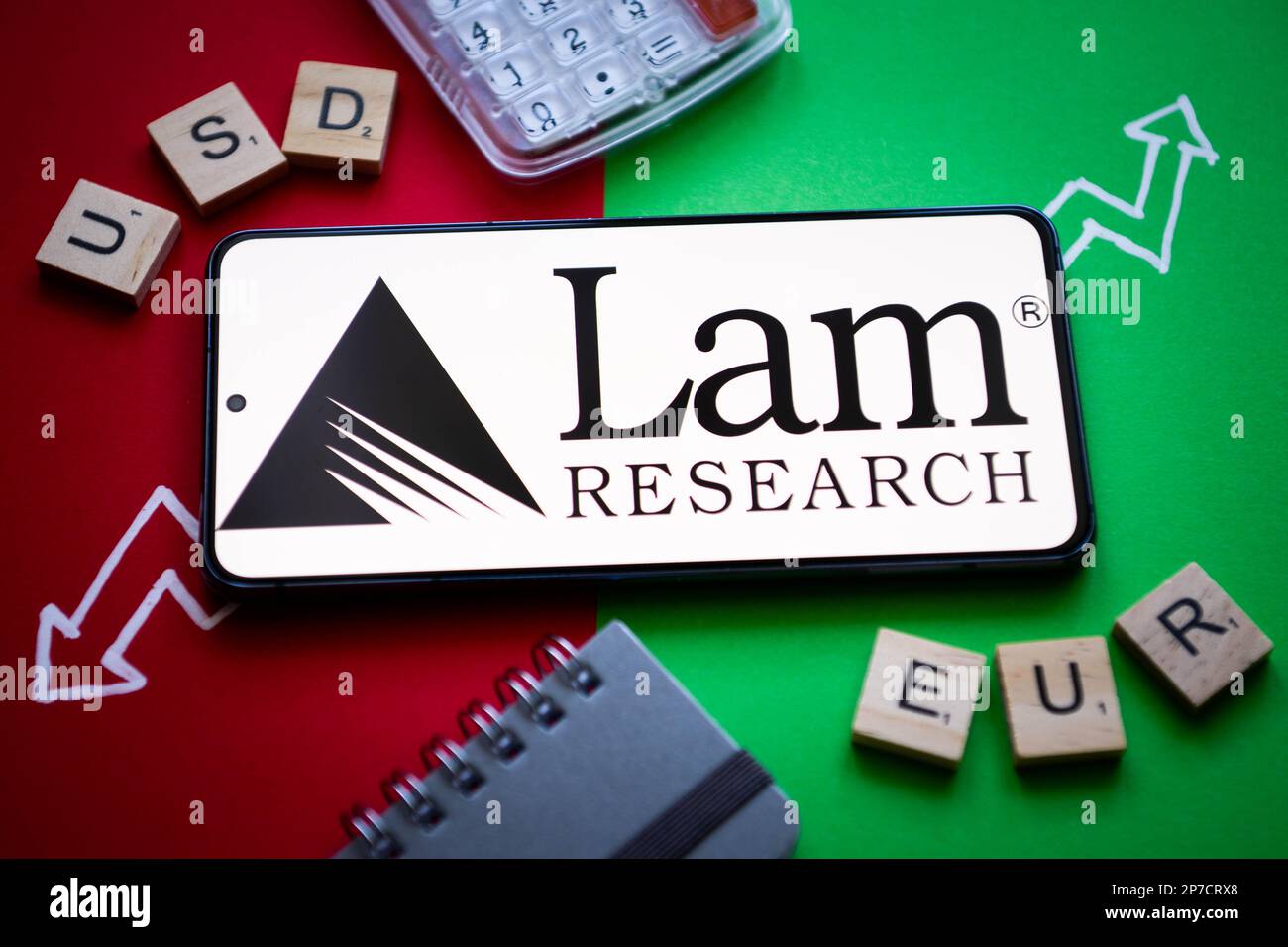 March 8, 2023, Nysa, Poland: In this photo illustration a Lam Research logo seen displayed on a ...