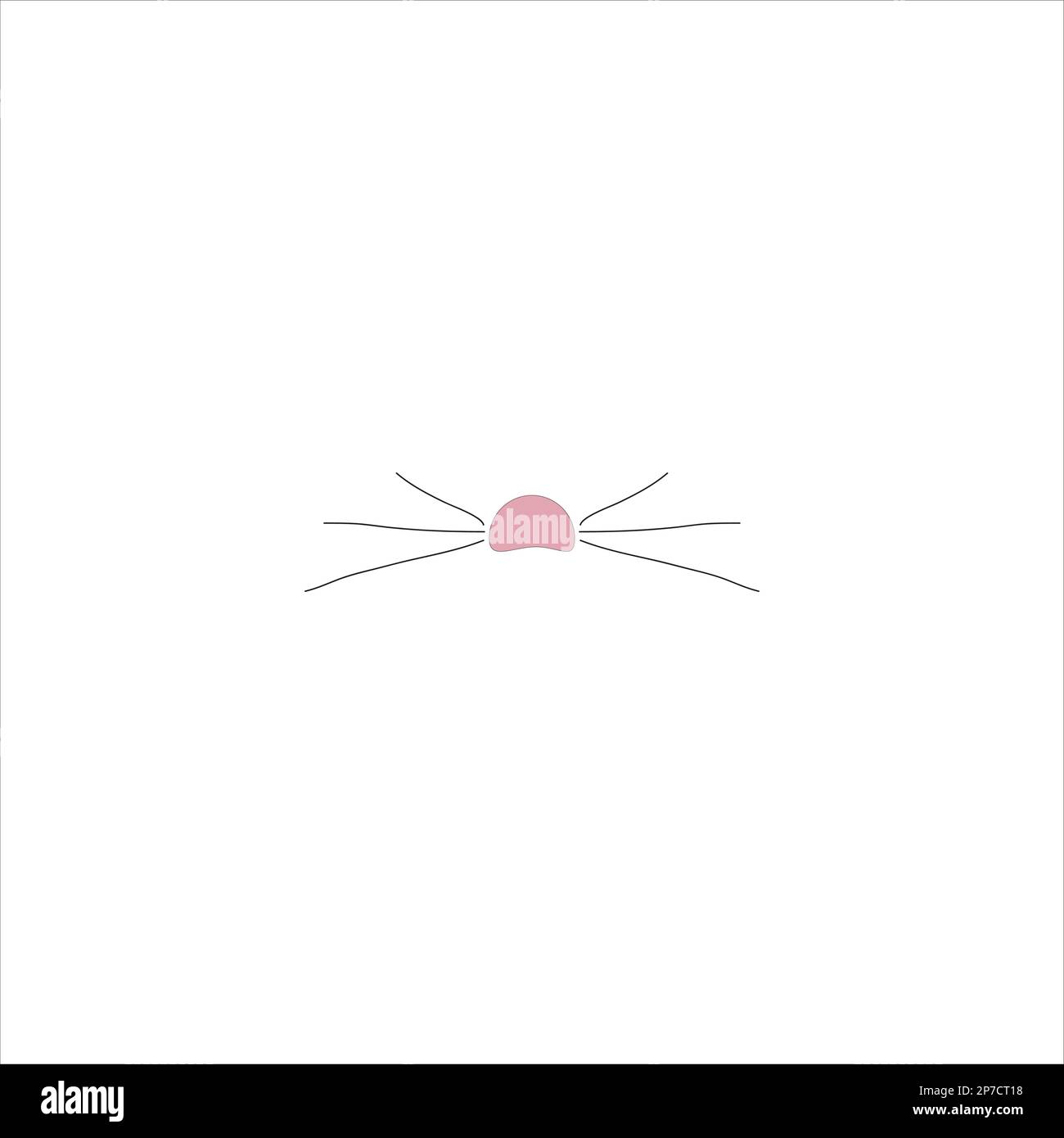 Vector flat cat heart nose. Cute cat face silhouette icon. Logo ...