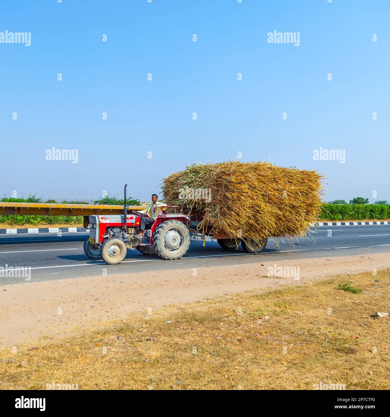 Indian red tractor hi-res stock photography and images - Alamy
