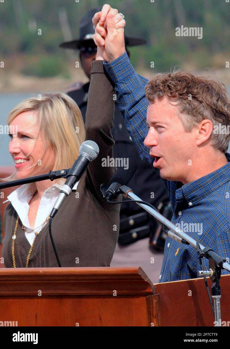 Republican U.S. Senate candidate Rand Paul, right, and his wife, Kelley ...