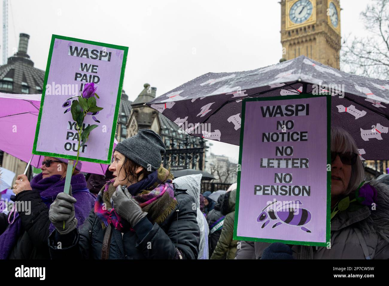 London, UK. 8th March, 2023. Women from the WASPI (Women Against State ...