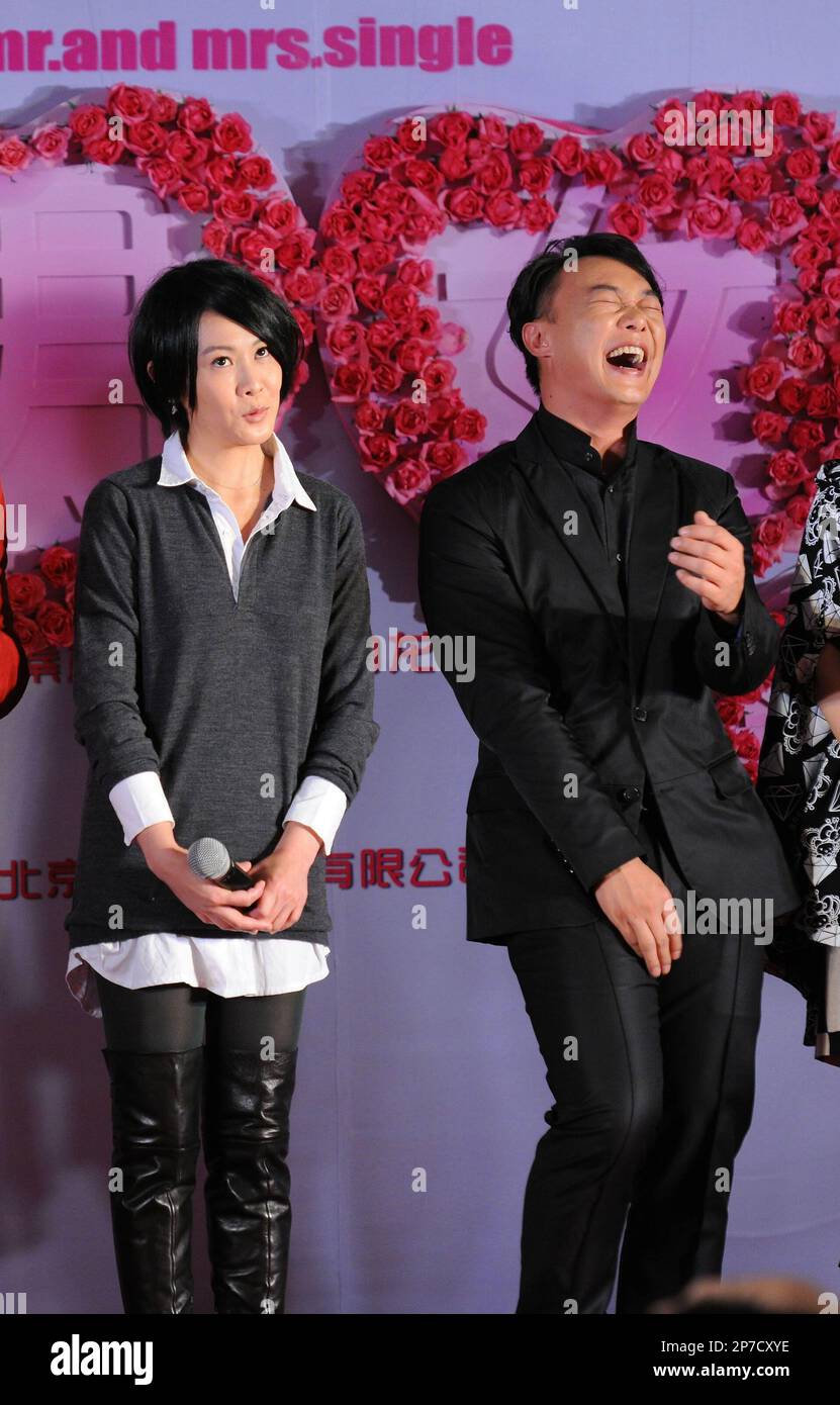 Taiwan actress Rene Liu and Hong Kong actor Eason Chan attend the shooting ceremony of the new ...