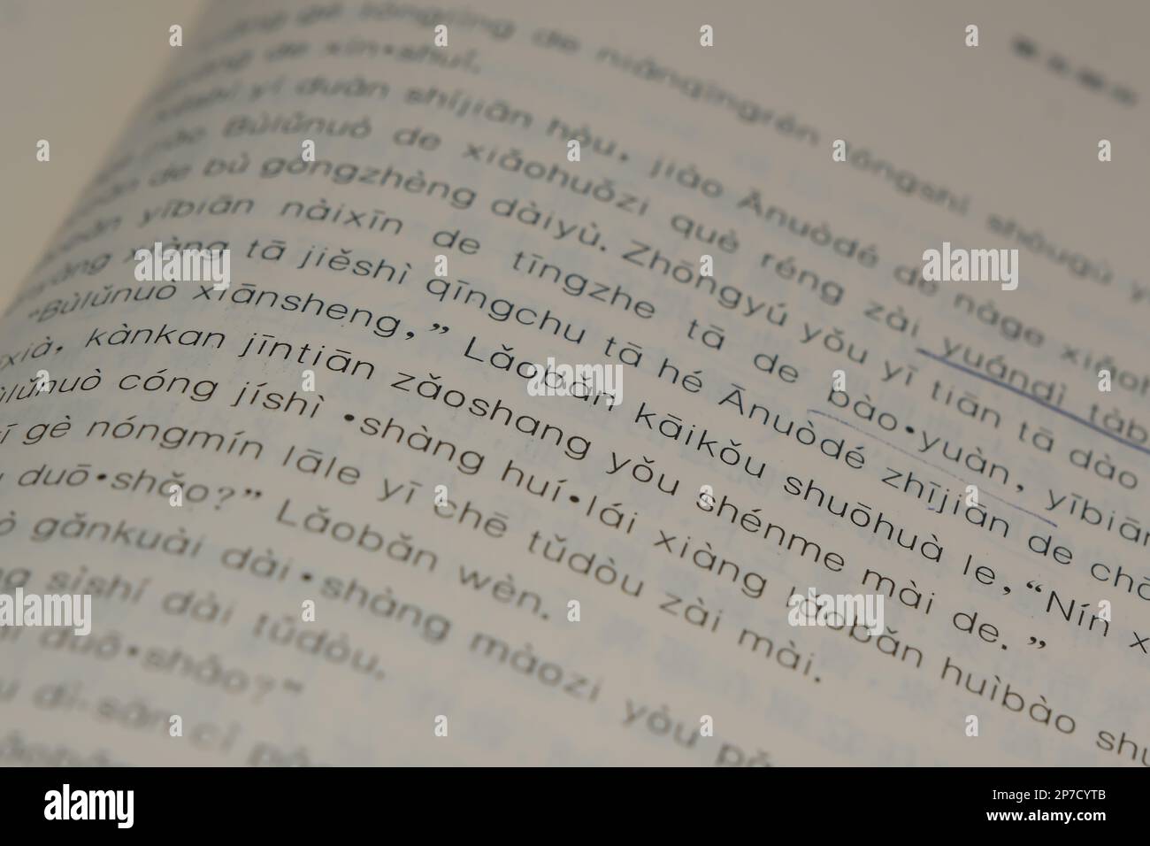 Close up of Chinese mandarin textbook page with words Stock Photo - Alamy