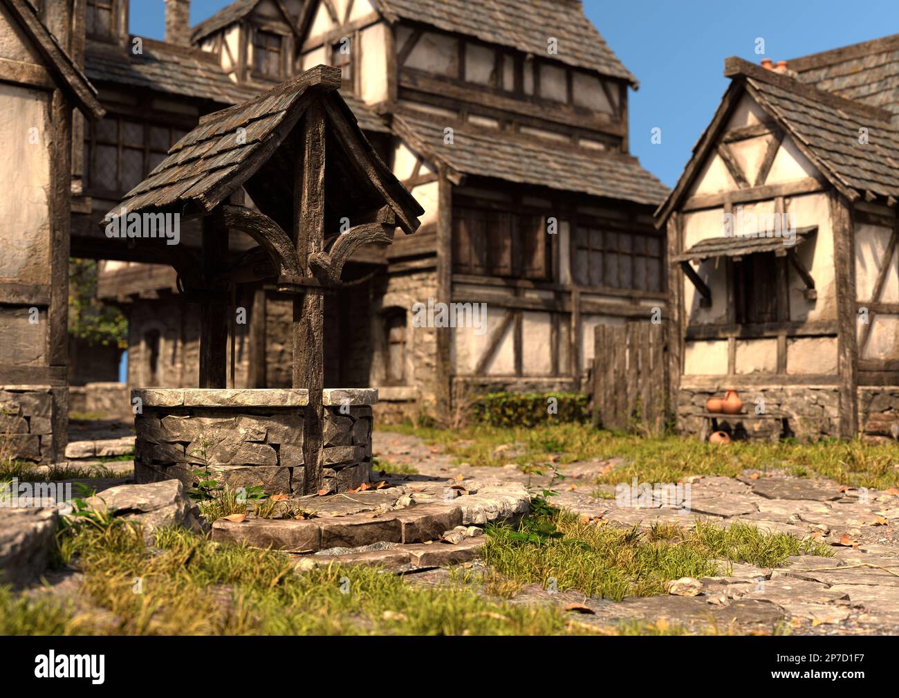 Medieval 3d rendering town hi-res stock photography and images - Alamy
