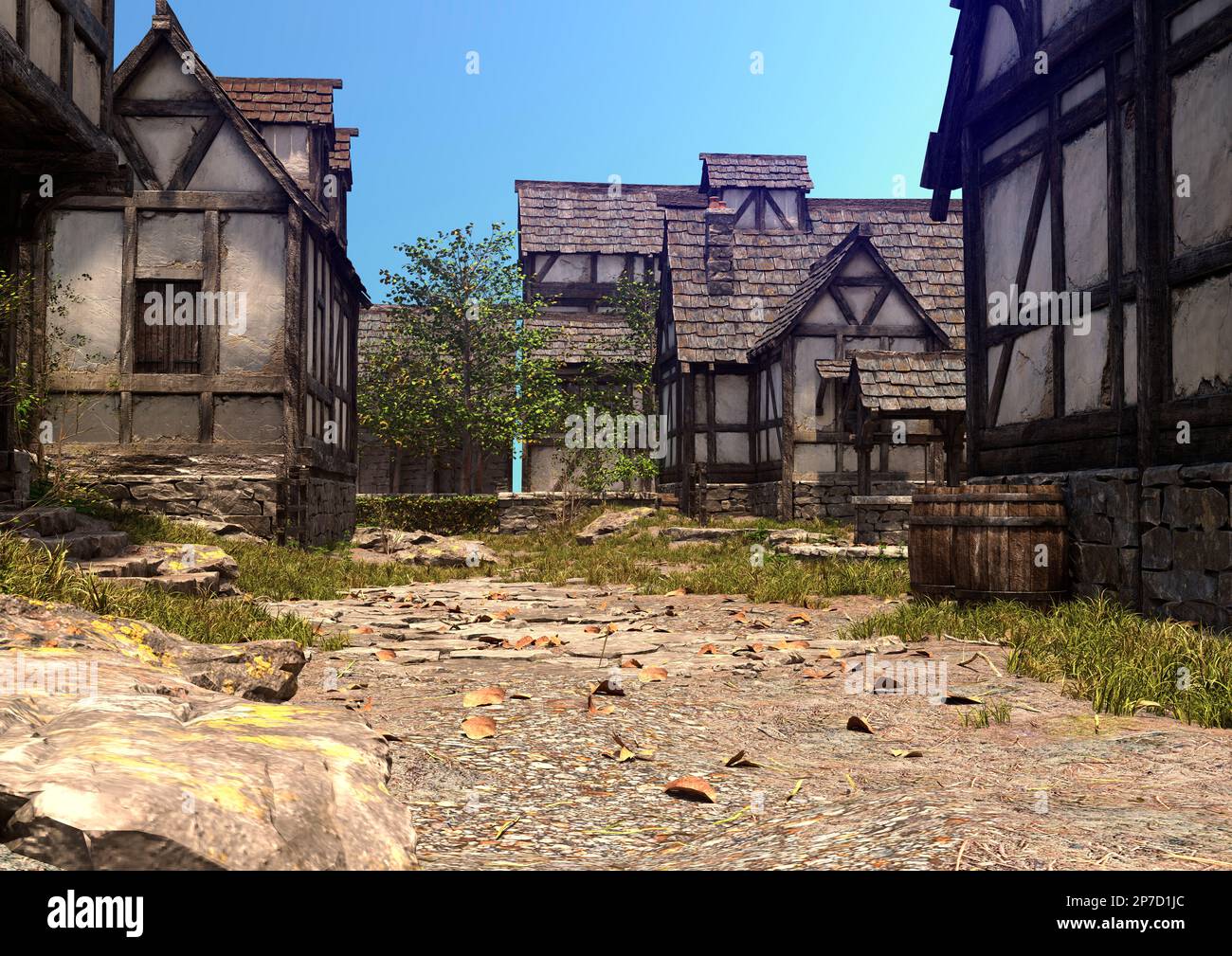 Medieval 3d rendering town hi-res stock photography and images - Alamy