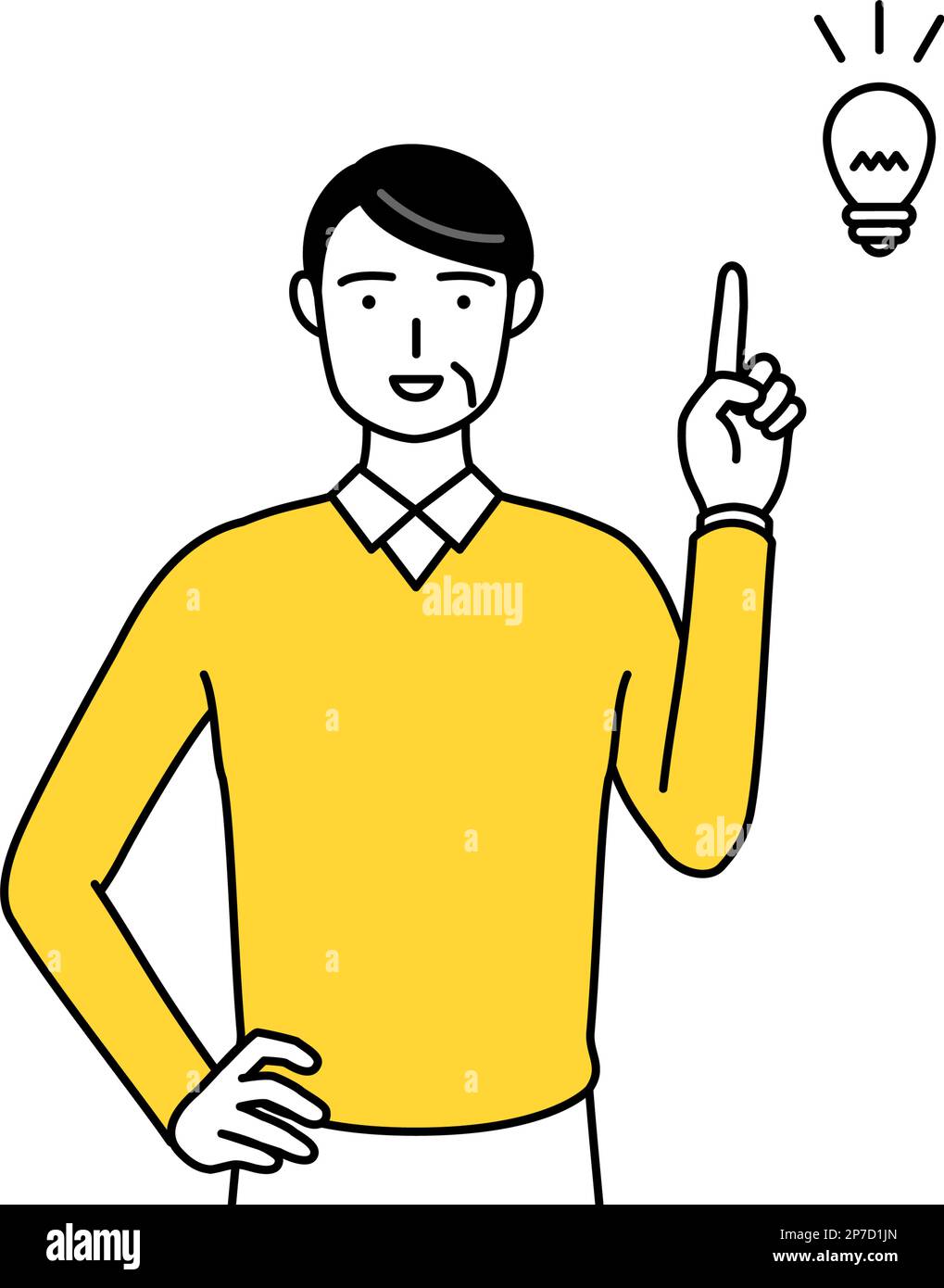 Retired seniors, middle-aged man, coming up with an idea, Vector ...