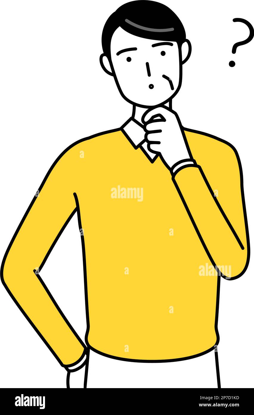 Retired seniors, middle-aged man, with questions, Vector Illustration ...