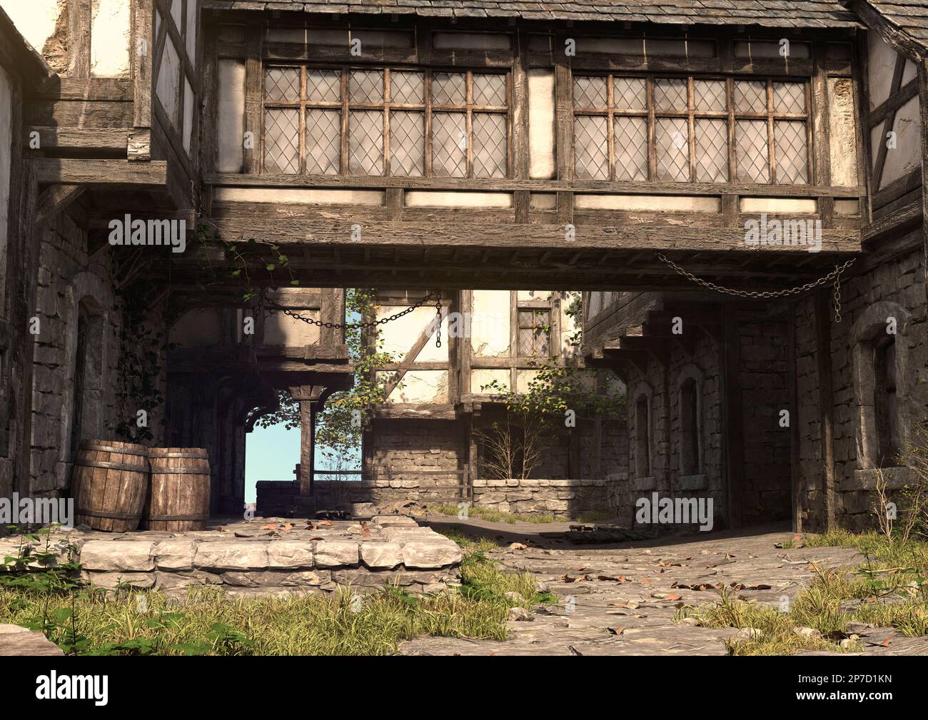 Medieval 3d rendering town hi-res stock photography and images - Alamy