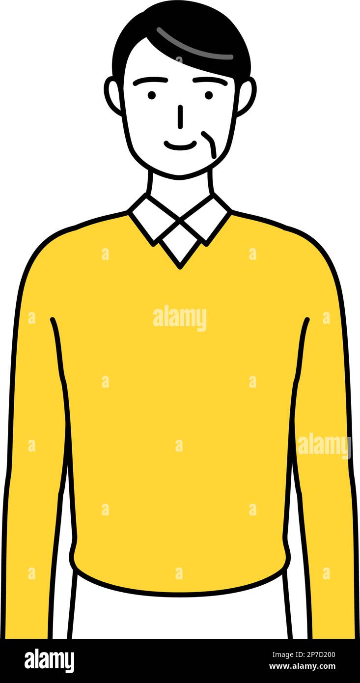 Retired seniors, middle-aged man, standing, Vector Illustration Stock ...