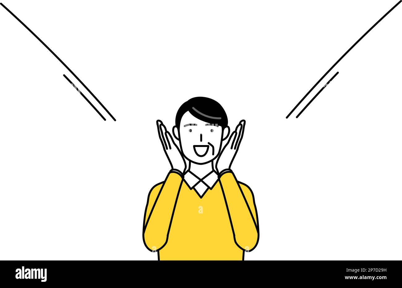 Retired seniors, middle-aged man, calling out with her hand over her ...