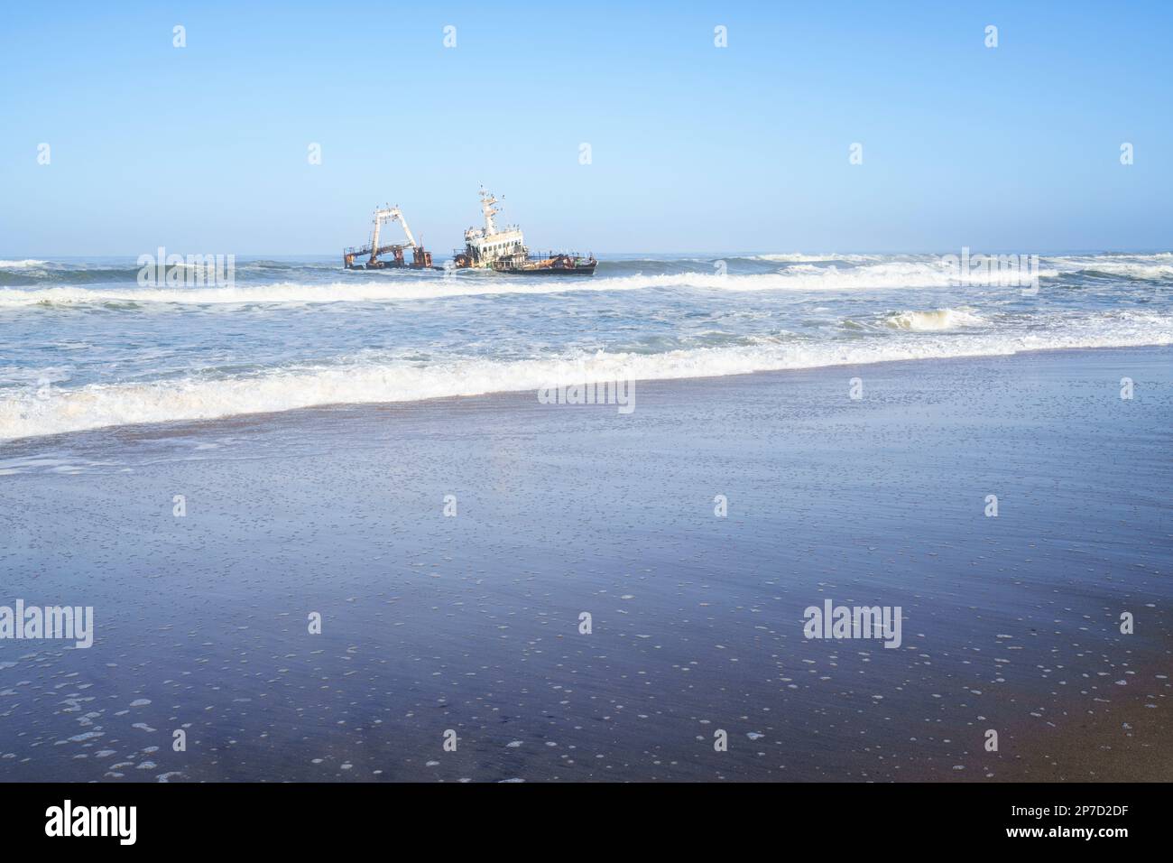 Shipwreck in water, beautiful scenery of the abandoned wreck, stranded ...