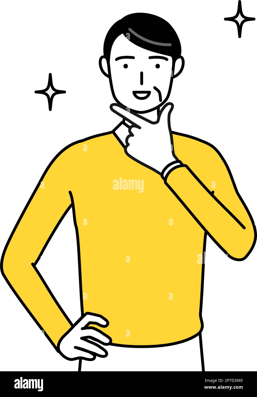 Retired seniors, middle-aged man, in a confident pose, Vector ...