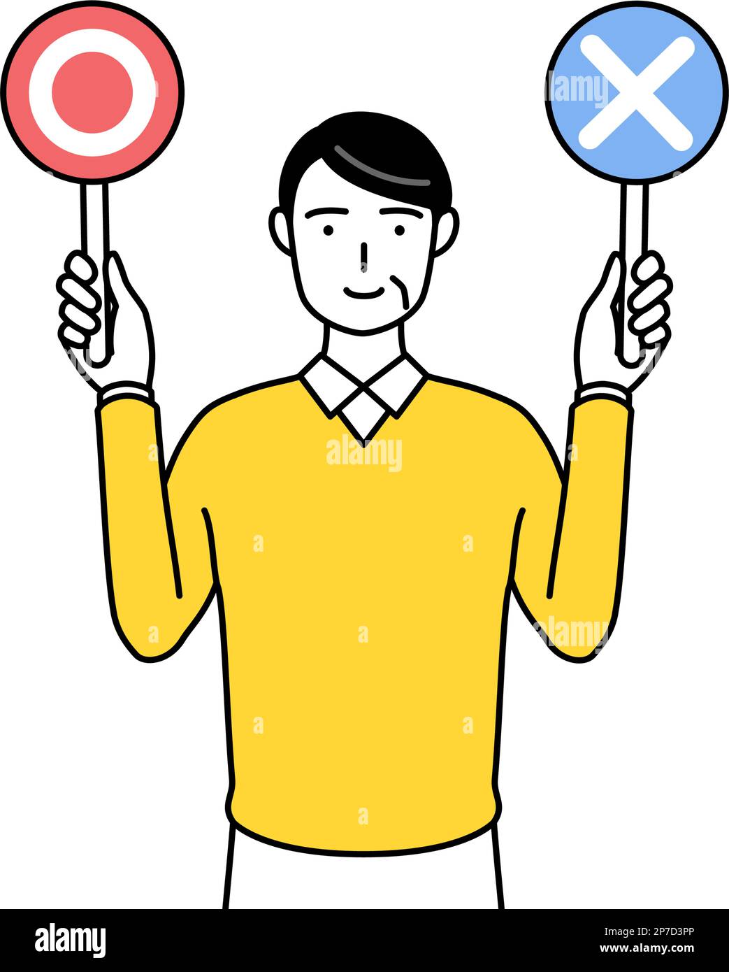 Retired seniors, middle-aged man, holding a stick indicating correct ...