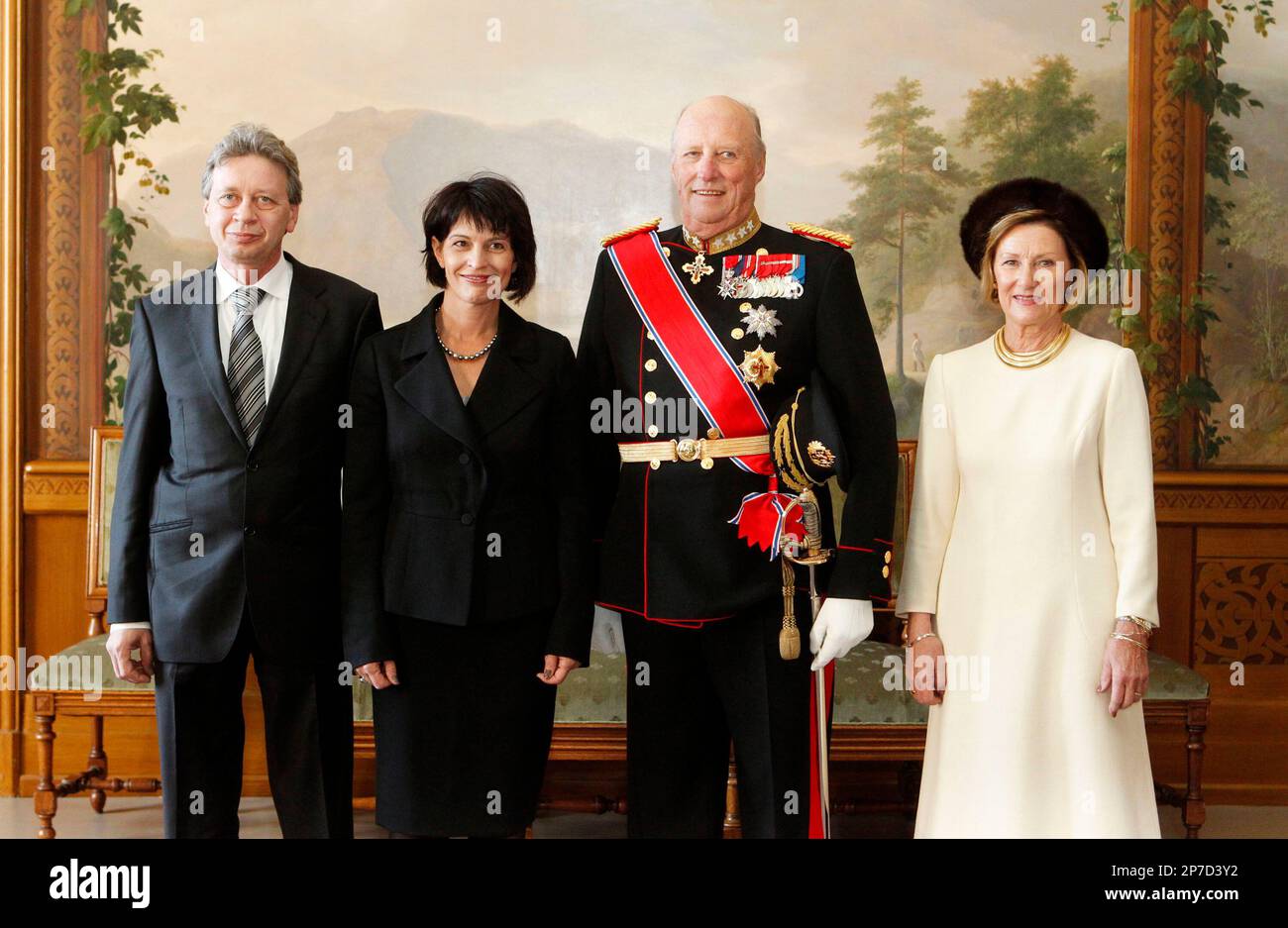 Swiss president Doris Leuthard and her husband Roland Hausin pose with ...