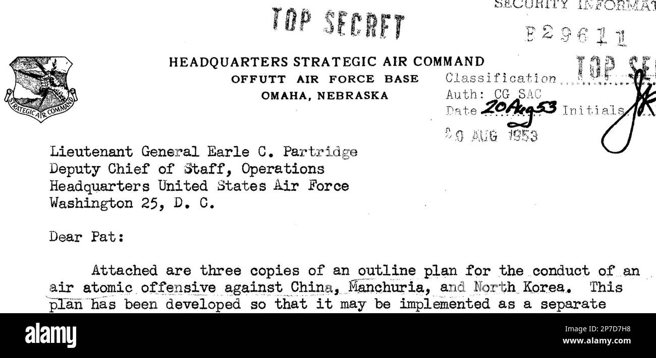 This image shows the heading of a cover letter dated Aug. 20, 1953 to a ...