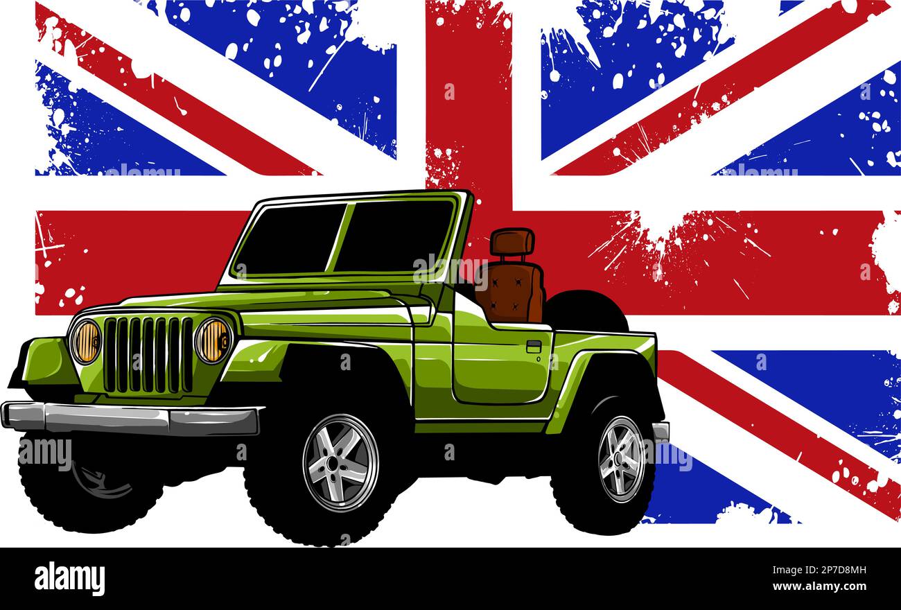 Jeep with london flag vector flat illustration Stock Vector Image & Art ...