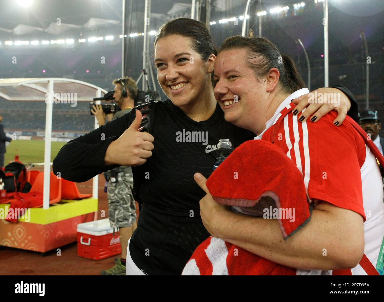 Canada's gold-medallist Sultana Frizell, left, and England's bronze ...