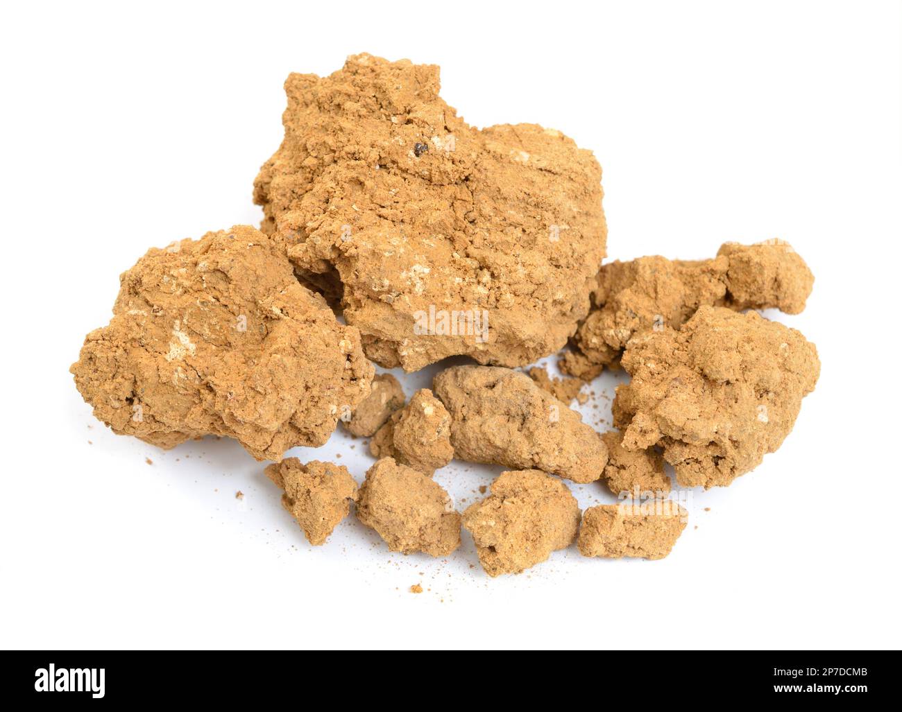 Clay is a type of fine-grained natural soil material. Isolated on white ...