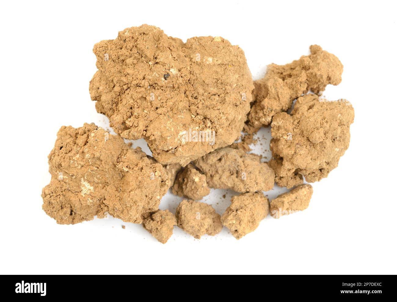 Clay is a type of fine-grained natural soil material. Isolated on white ...