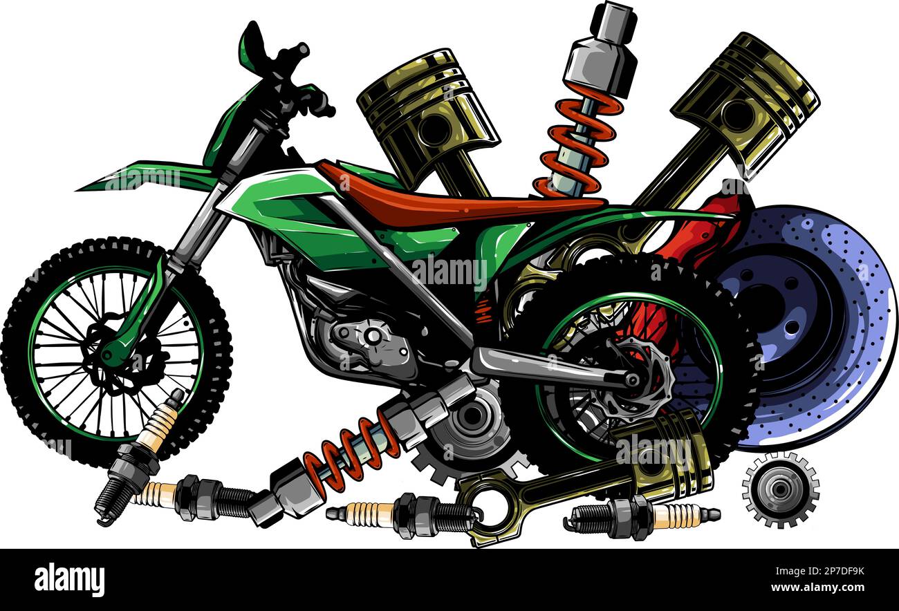 garage motor cross cartoon vector illustration Stock Vector Image & Art ...