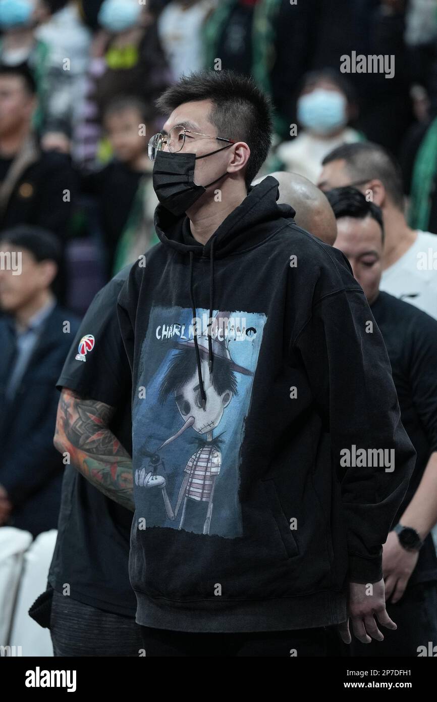 Shenyang. 8th Mar, 2023. Guo Ailun of Liaoning Flying Leopards looks on ...