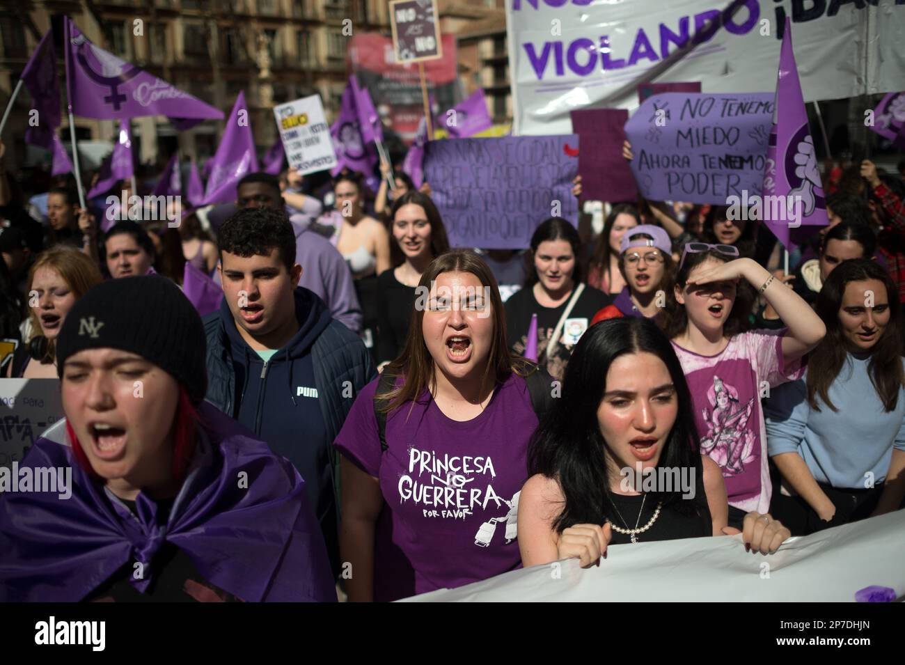 Women are seen shouting slogans as they take part during a student ...