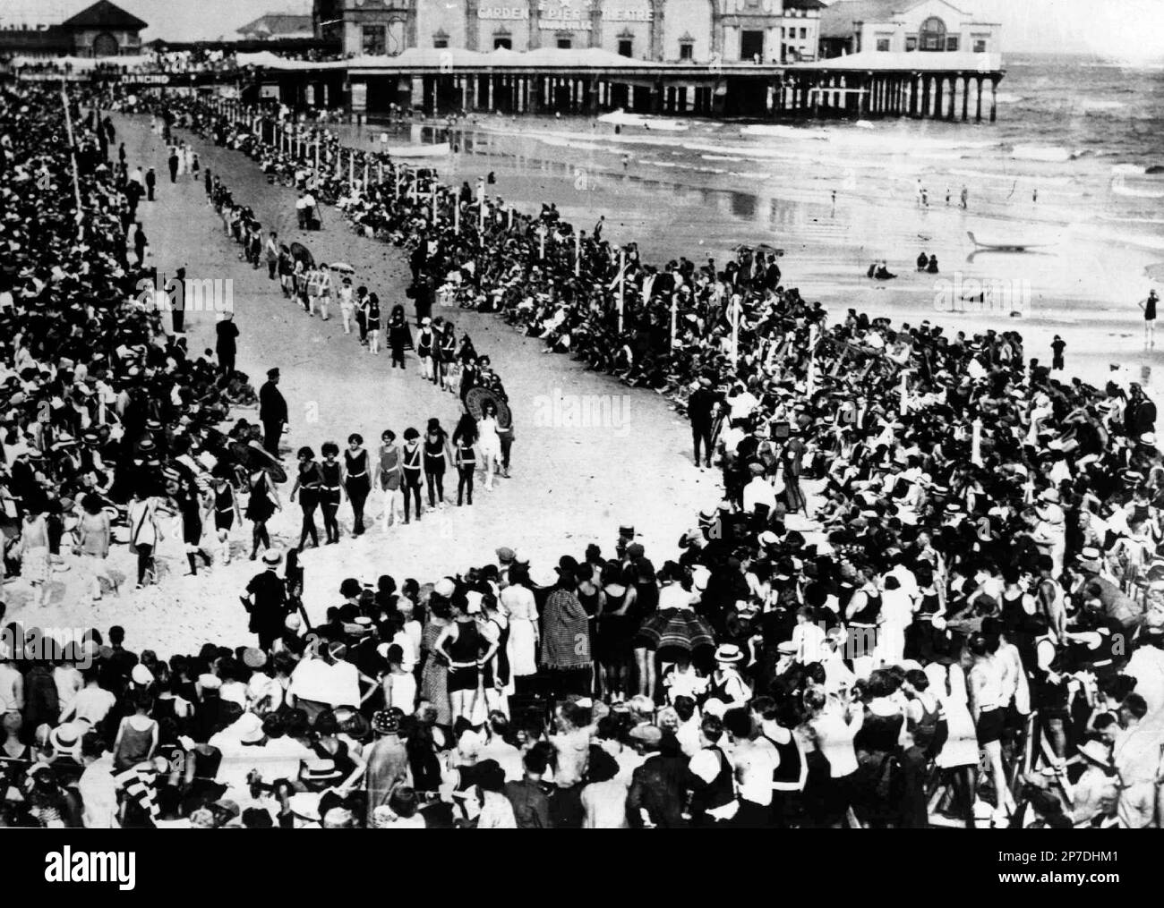 FILE- This 1921 file photo shows Miss America beauty contestants on ...