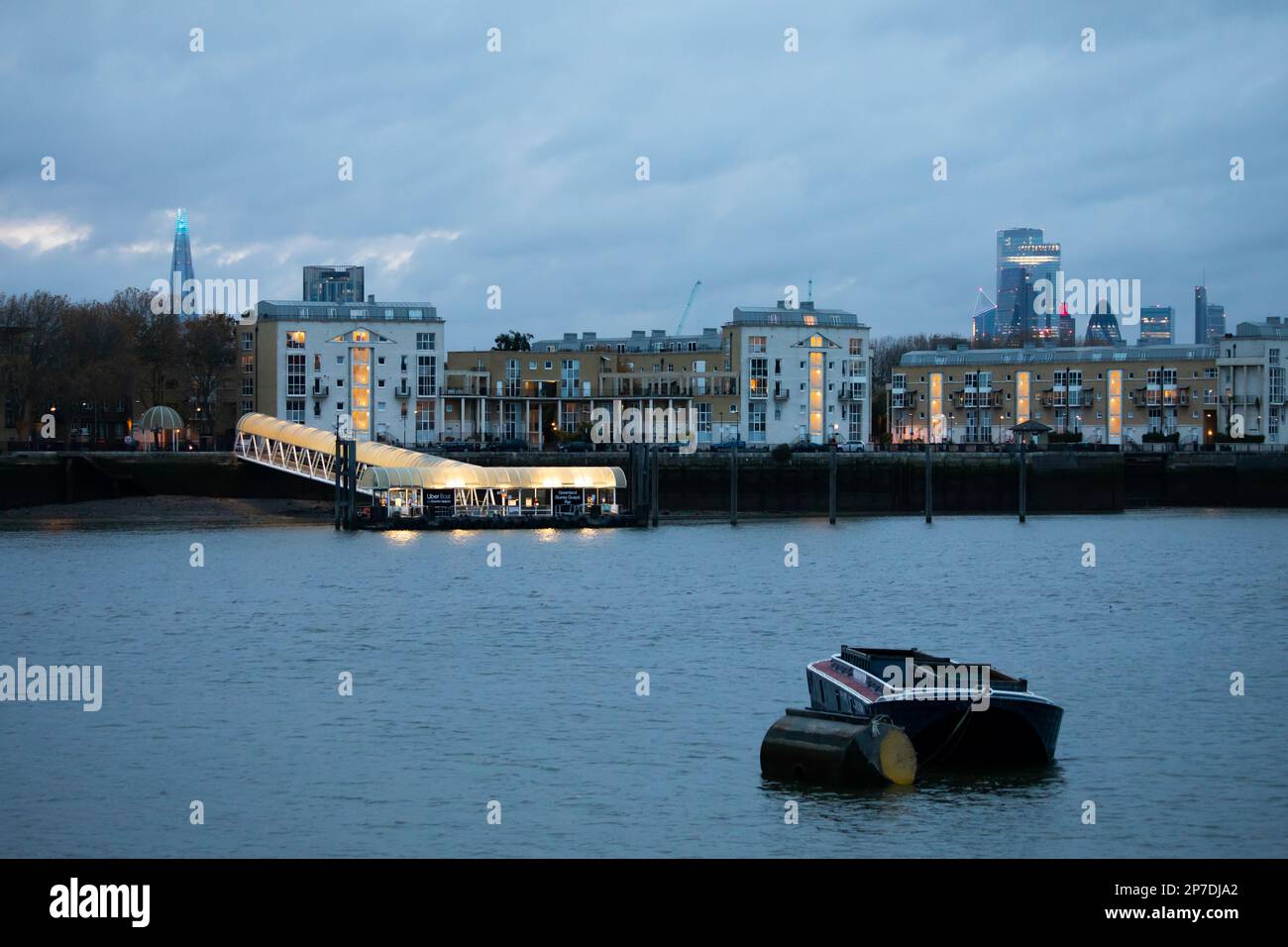 Greenland Pier by twilight. This pier is situated near Greenland Dock ...