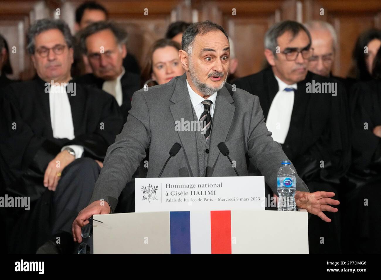 Jean-Yves Halimi delivers a speech paying homage to his mother French ...