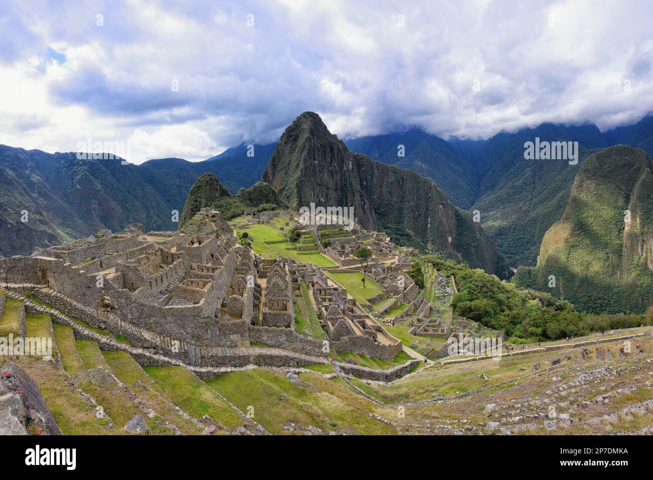 Machu Picchu, Ruined city of the Incas with Mount Huayana Picchu, Andes ...