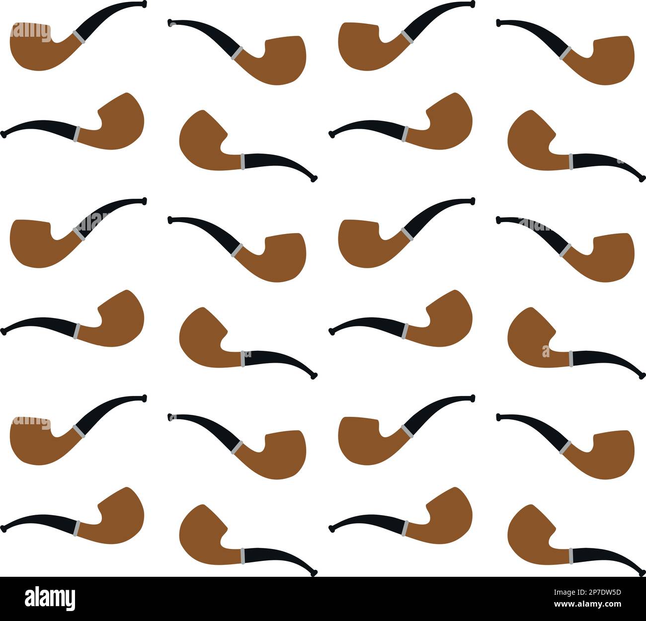 Vector seamless pattern of flat smoking pipe isolated on white ...
