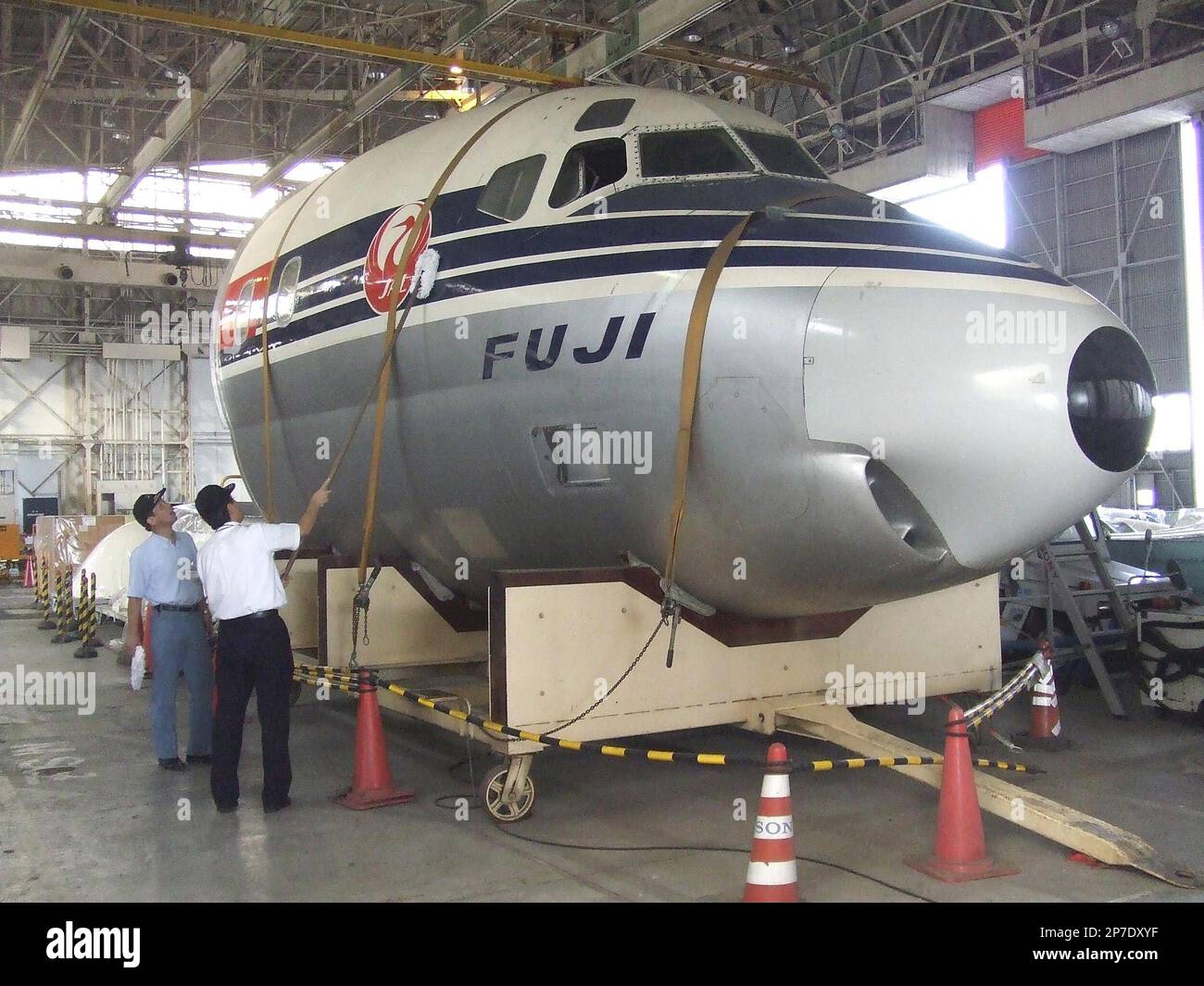Inspectors polish Fuji-go, the nation's first commercial passenger jet ...