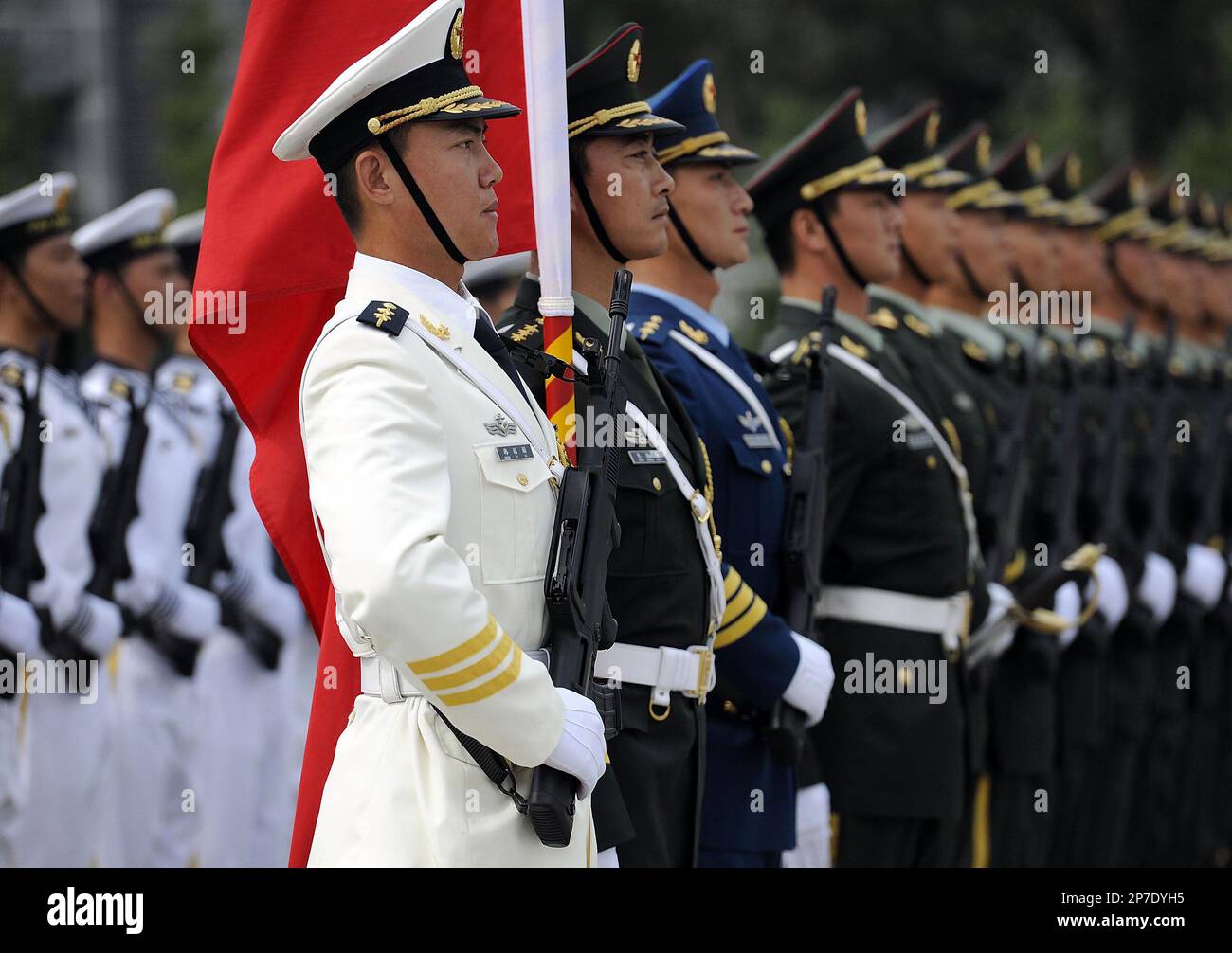 A honor guard of the People's Liberation Army (PLA) attend a training ...