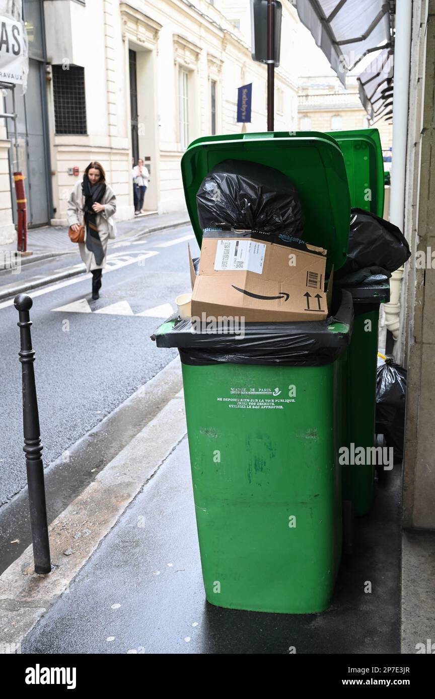 Paris, France. 08th Mar, 2023. Illustration of full and overflowing ...