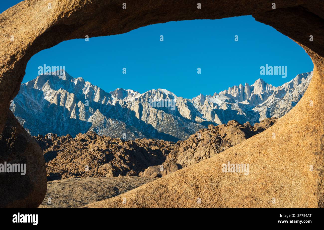 Mobius Arch, Mount Whitney and the Alabama Hills, California Stock ...